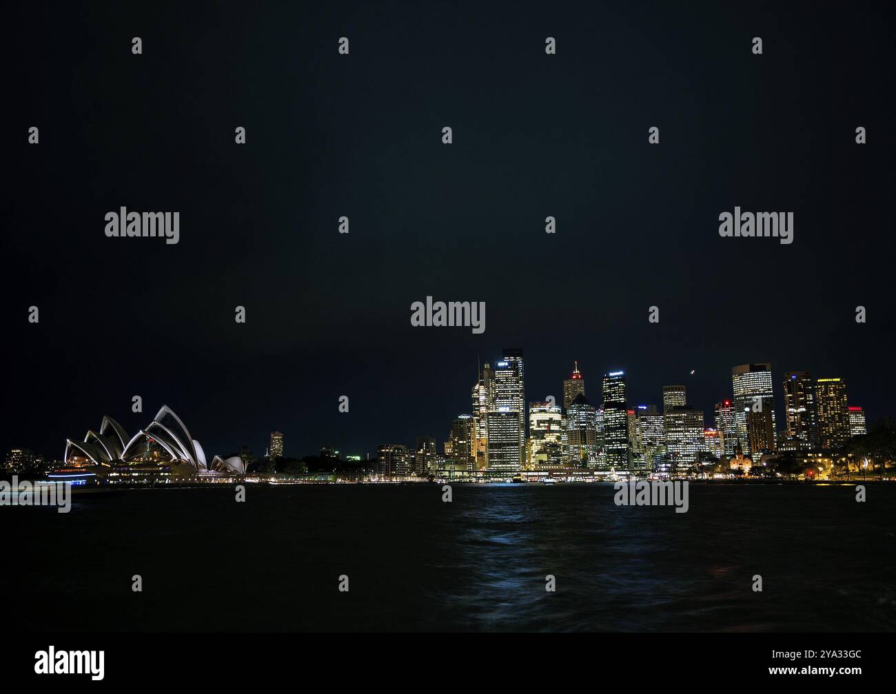 Sydney harbour skyline and opera house view by night in australia Stock ...