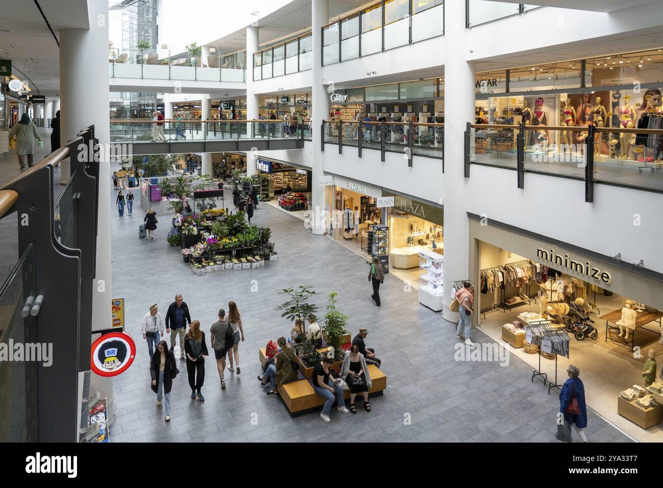 Copenhagen, Denmark, June 30, 2023: People inside the shopping mall ...