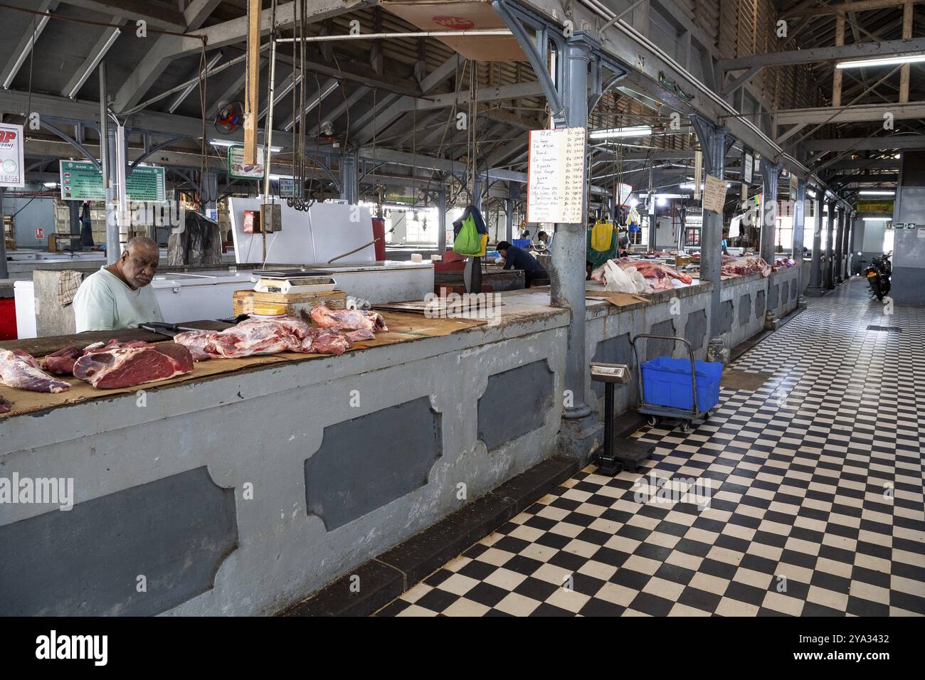 Market, meat hall, old town, Port Louis, Indian Ocean, island ...
