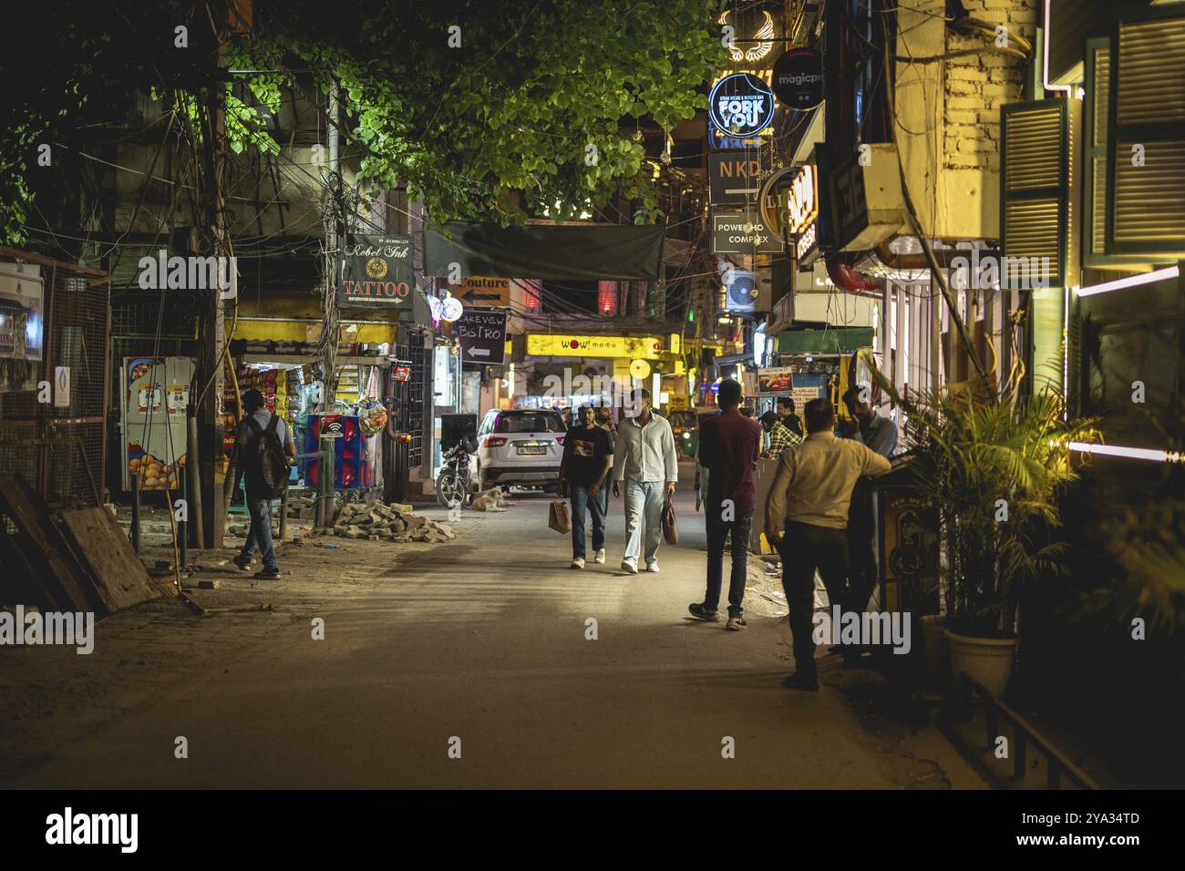 New Delhi, India, April 11, 2023: People and shops in Hauz Khas Village ...
