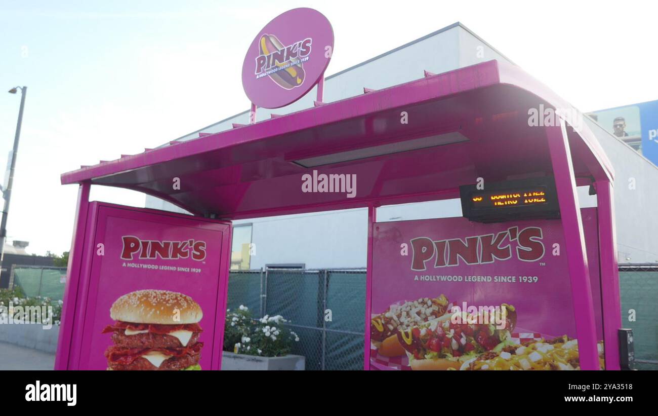 Los Angeles, California, USA 11th October 2024 Pinks Hot Dog Bus Stop ...