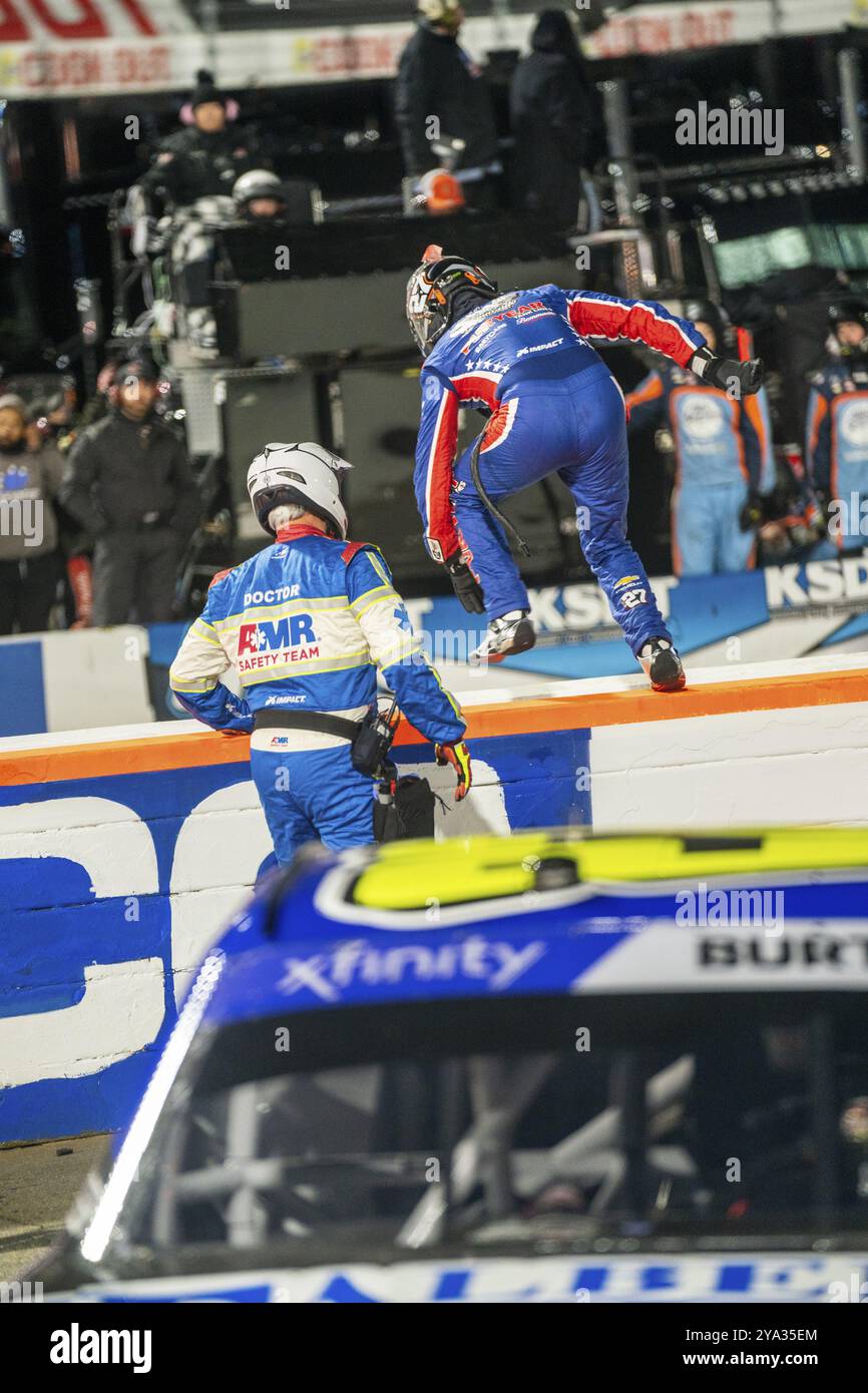 Jeb Burton wrecks while racing for position for the DUDE Wipes 250 in ...