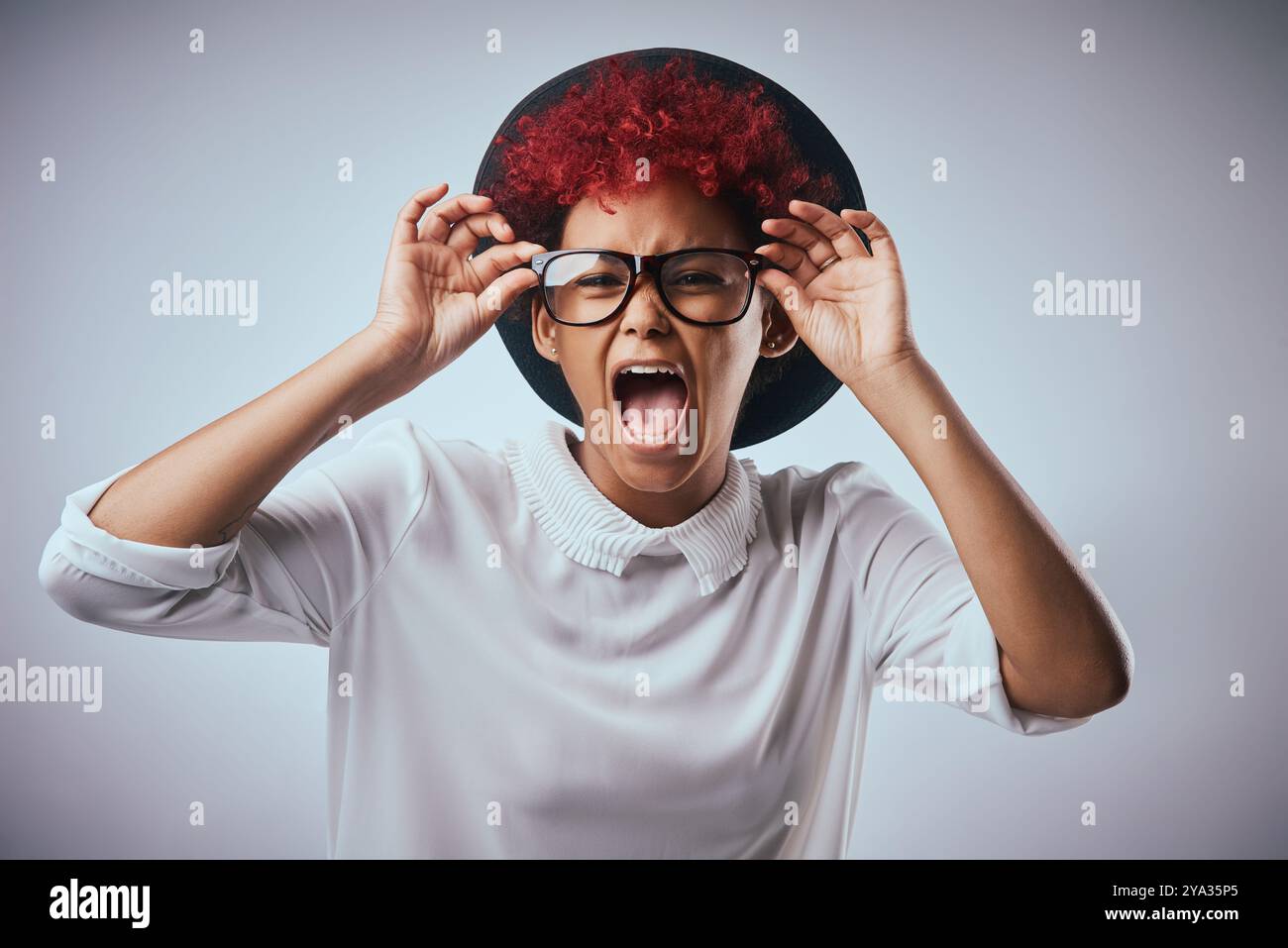 African woman, shout and portrait with fashion and hipster style with ...