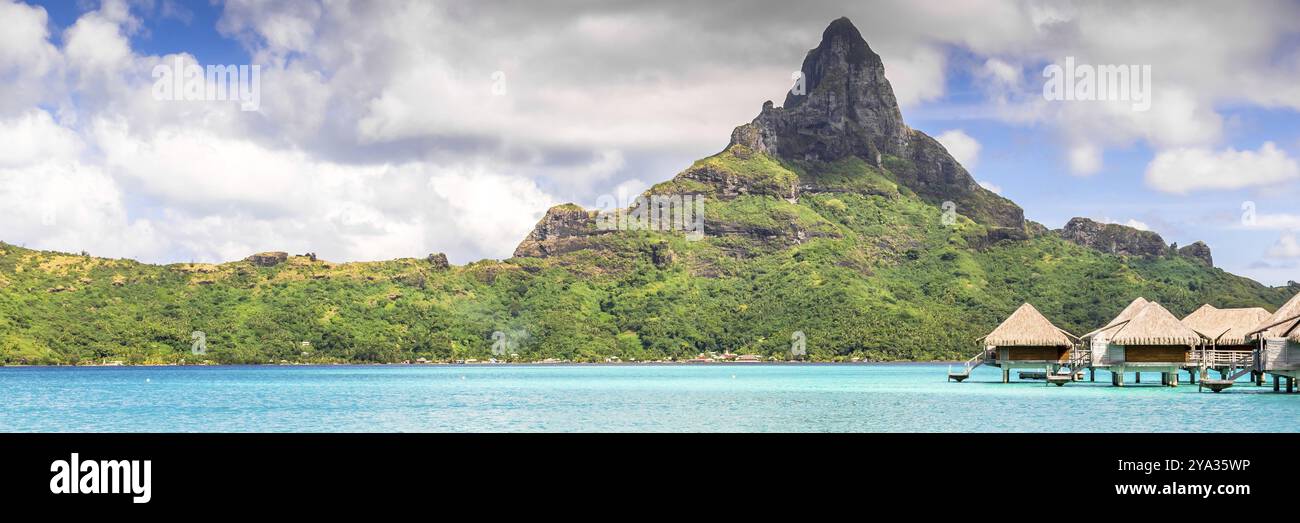 Bora Bora Island, French Polynesia. Web banner in panoramic view this ...
