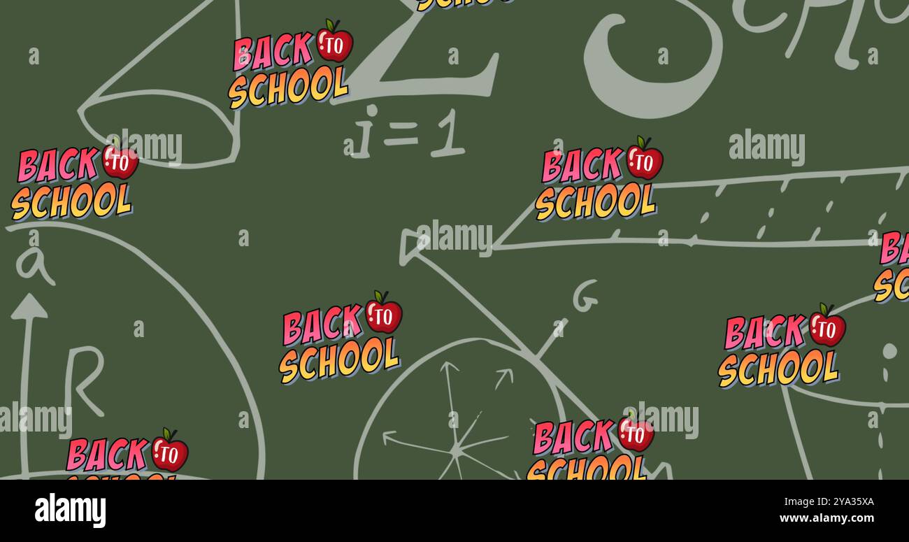 Image of math and back to school text over mathematical equations on ...