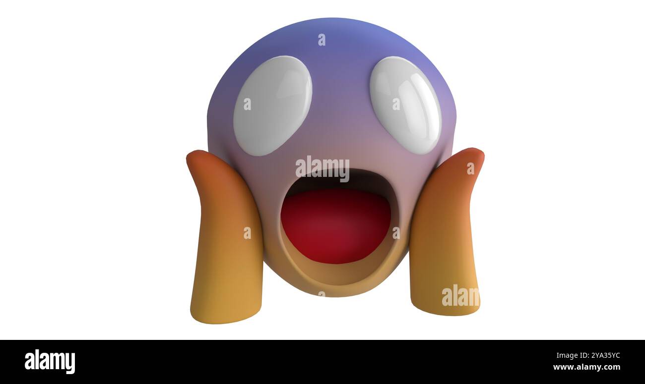 Image of a scream emoji icon on a white background 4k Stock Photo - Alamy