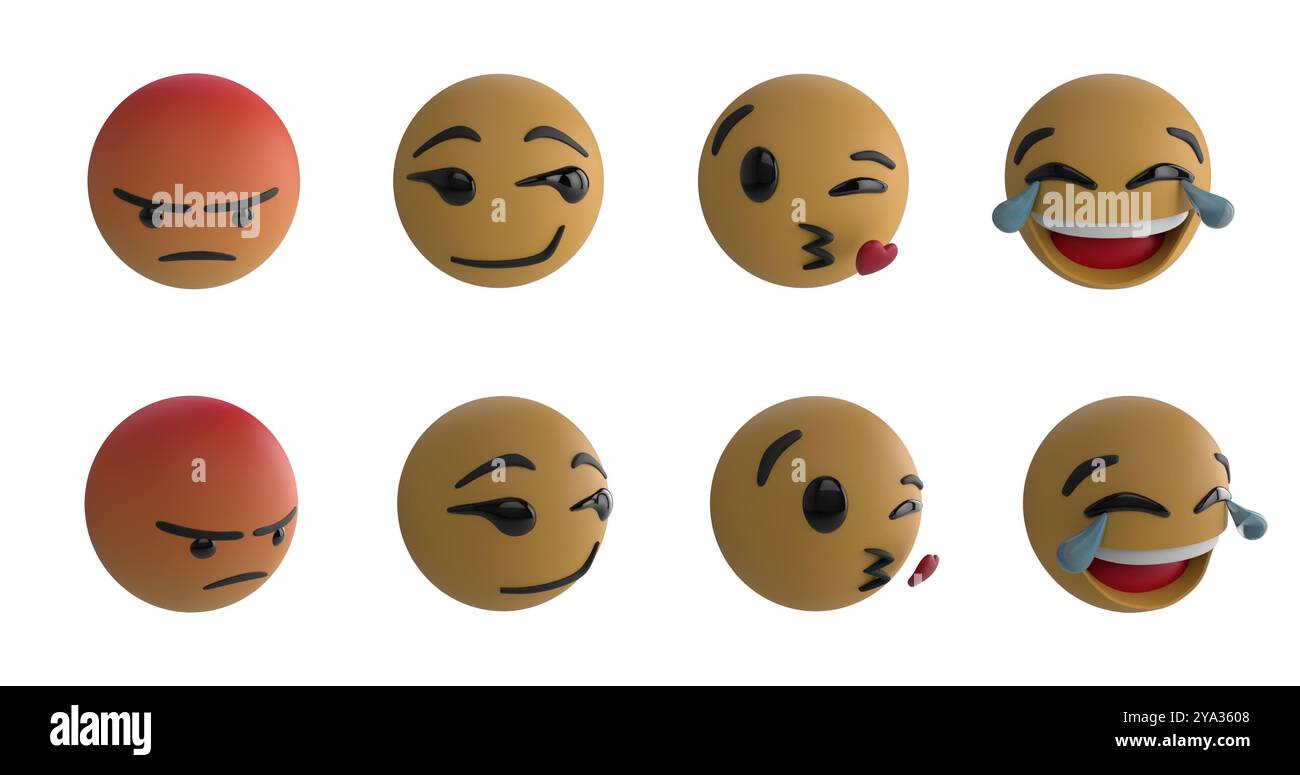 Image of eight emoji icons on a white background 4k Stock Photo - Alamy