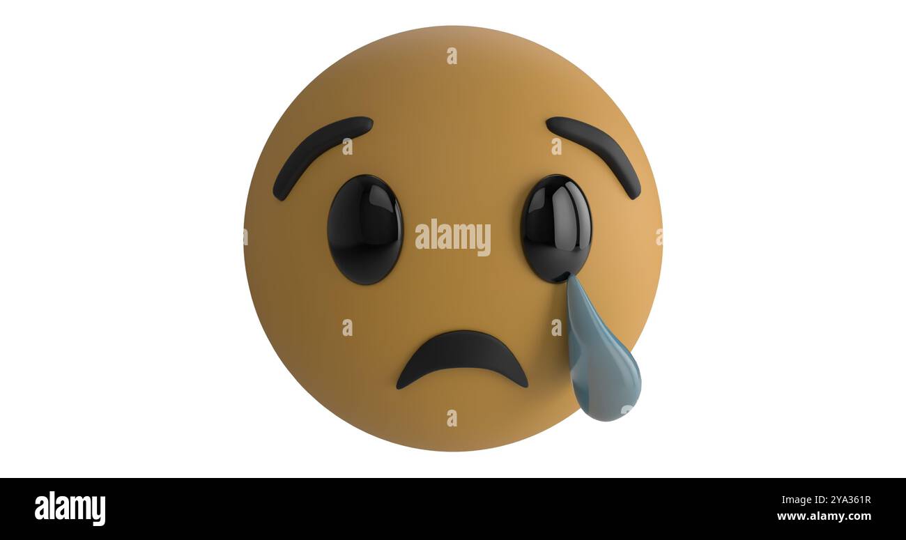 Image of a sad emoji icon on a white background 4k Stock Photo - Alamy