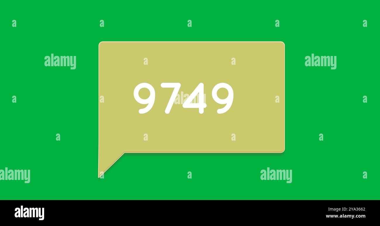 Image of numbers increasing in a tan message bubble on a green ...