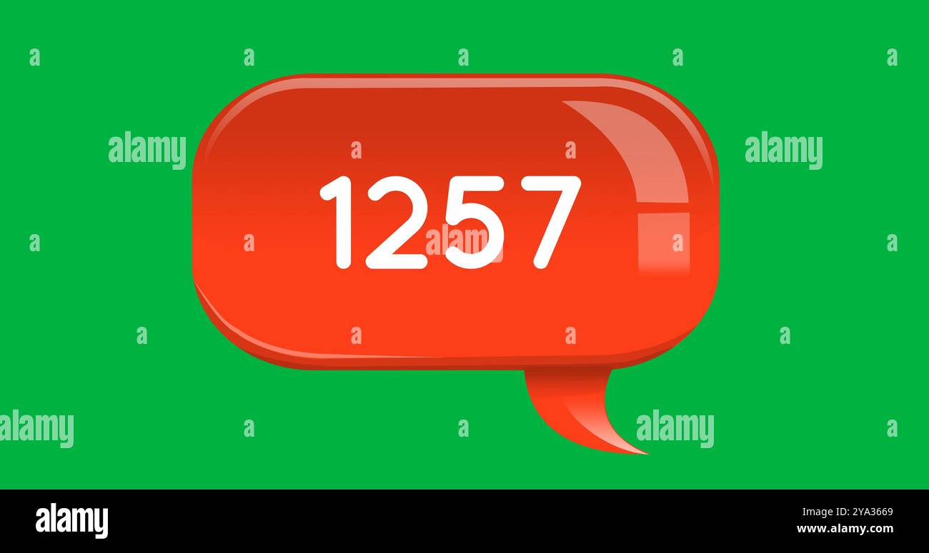 Image of increasing numbers in an orange chat box on a green background ...