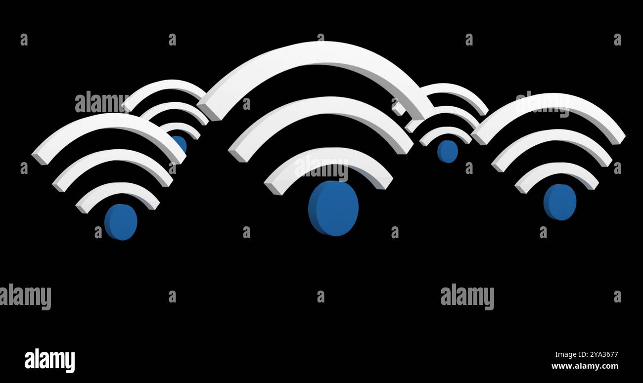Digital image of WiFi symbols in a black background 4k Stock Photo - Alamy