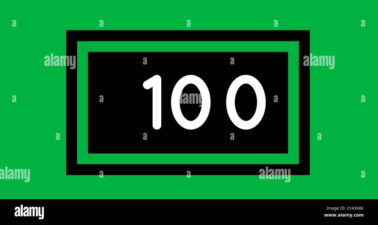 Image of increasing numbers in a black frame on a green background 4k ...