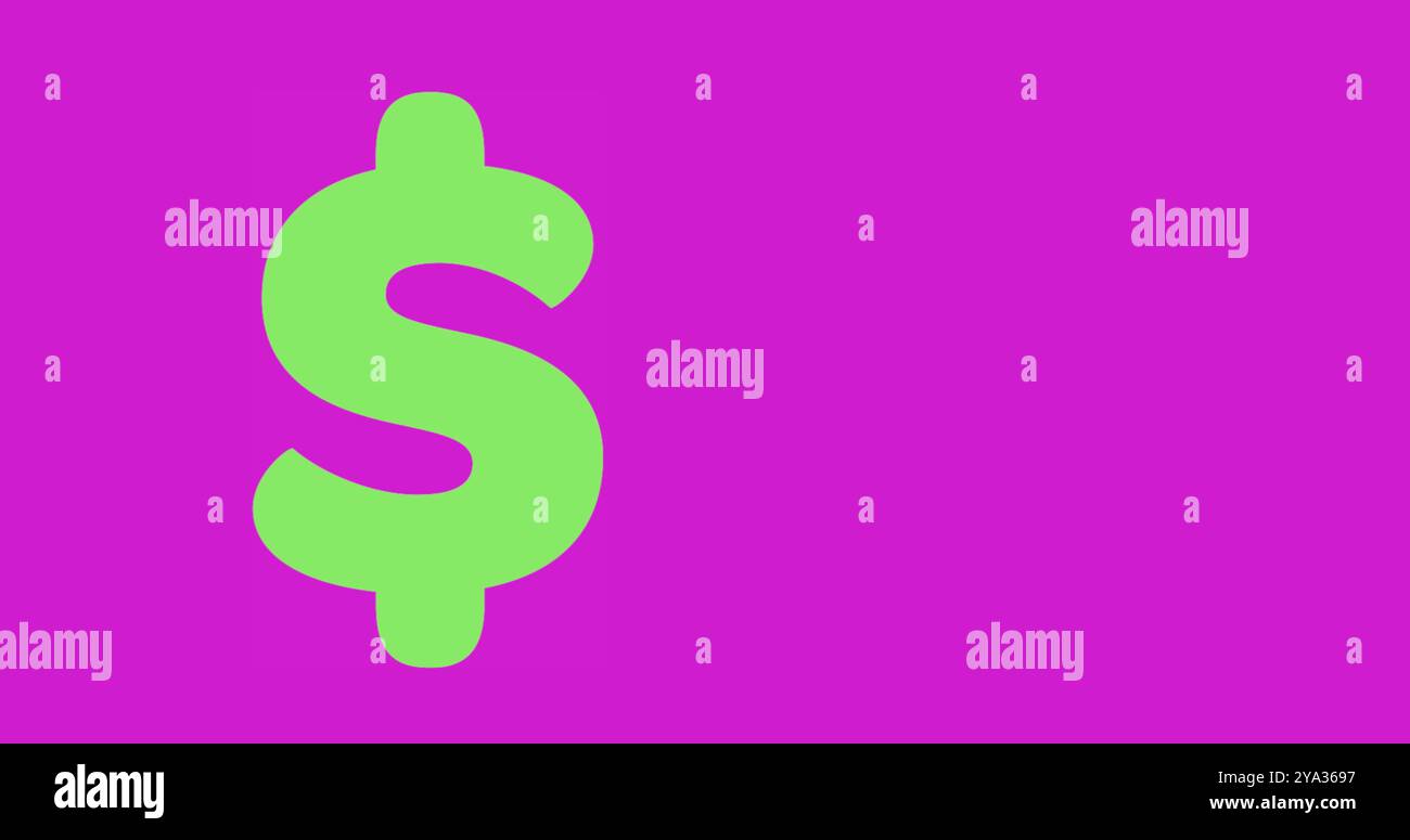 Image of a white dollar sign filling in green on a pink background 4k ...