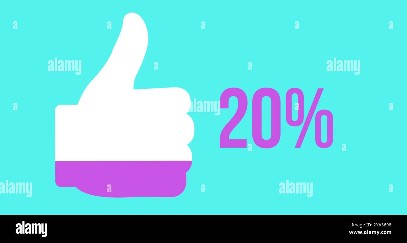 Image of thumbs up shape and percent increasing from zero to one ...