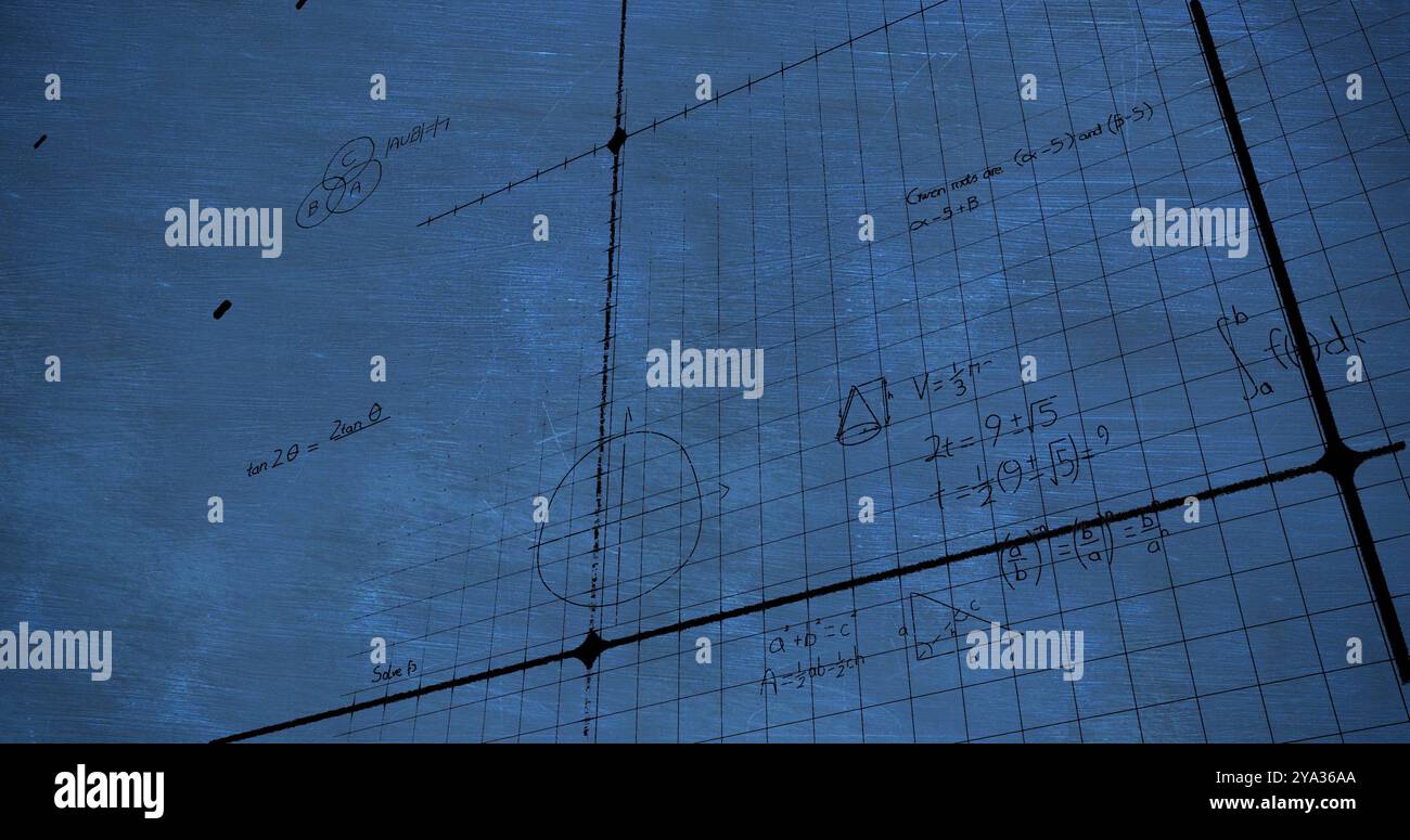 Image of handwritten mathematical calculations in black floating over a ...