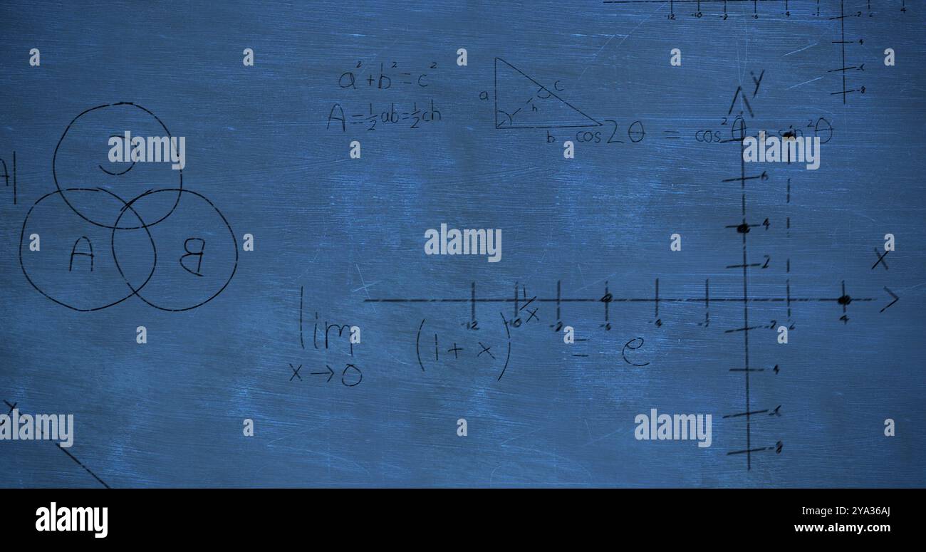 Image of handwritten mathematical calculations in black floating over a ...