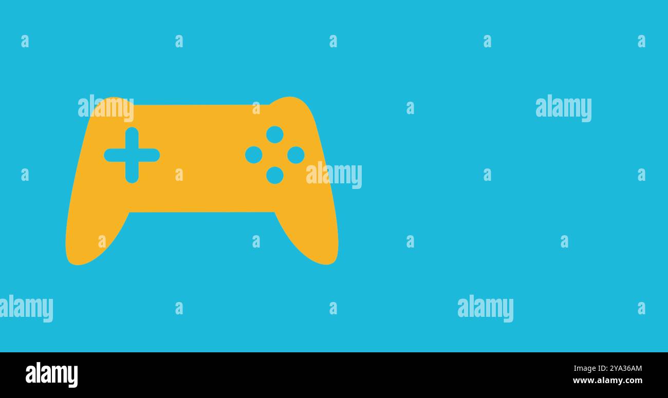 Image of gamepad shape filling in yellow on blue background 4k Stock ...