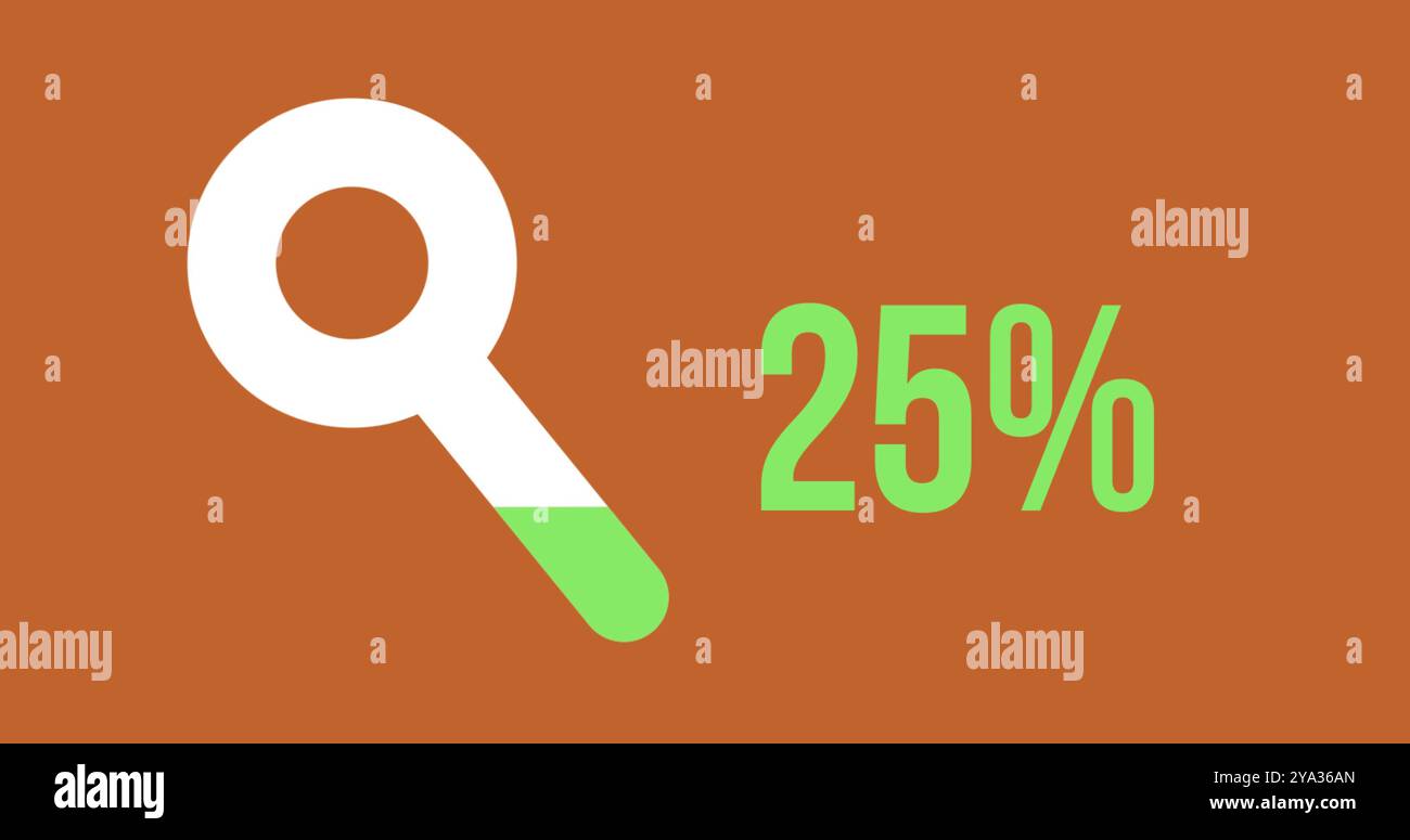 Image of magnifying glass shape and percent increasing from zero to one ...