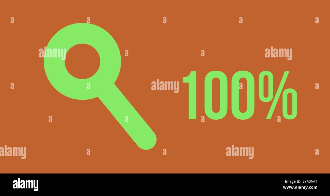 Image of magnifying glass shape and percent increasing from zero to one ...