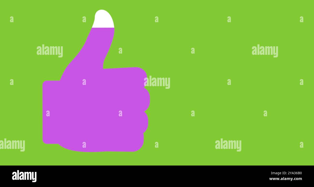 Image of a white hand with thumbs up filling in pink on a bright green ...