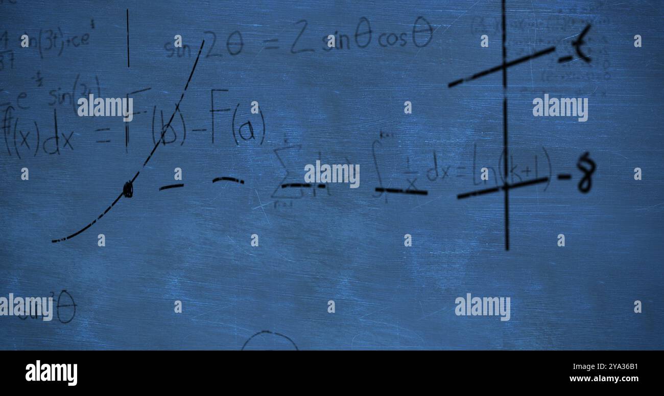 Image of handwritten mathematical calculations in black floating over a ...