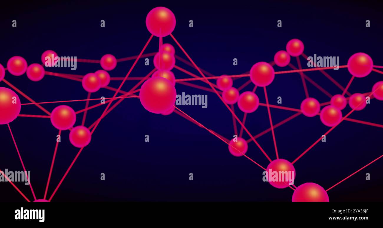 Image of network of connections over black background. Global ...