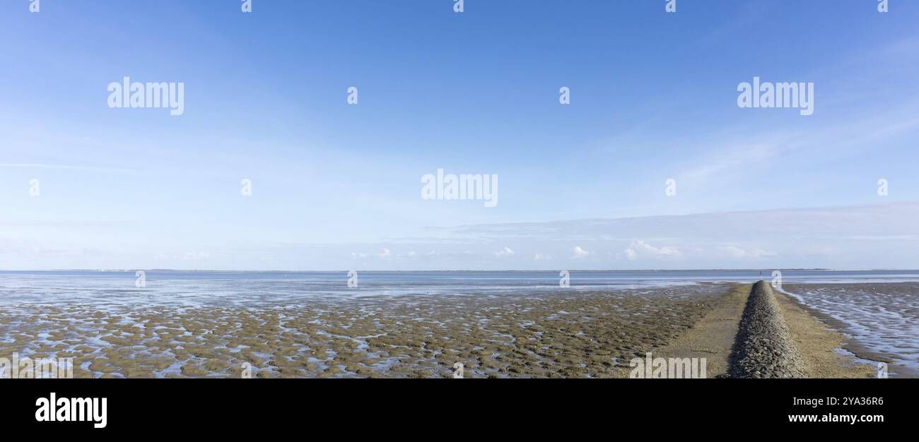PanoramaWadden Sea National Park at low tide on the German North Sea ...