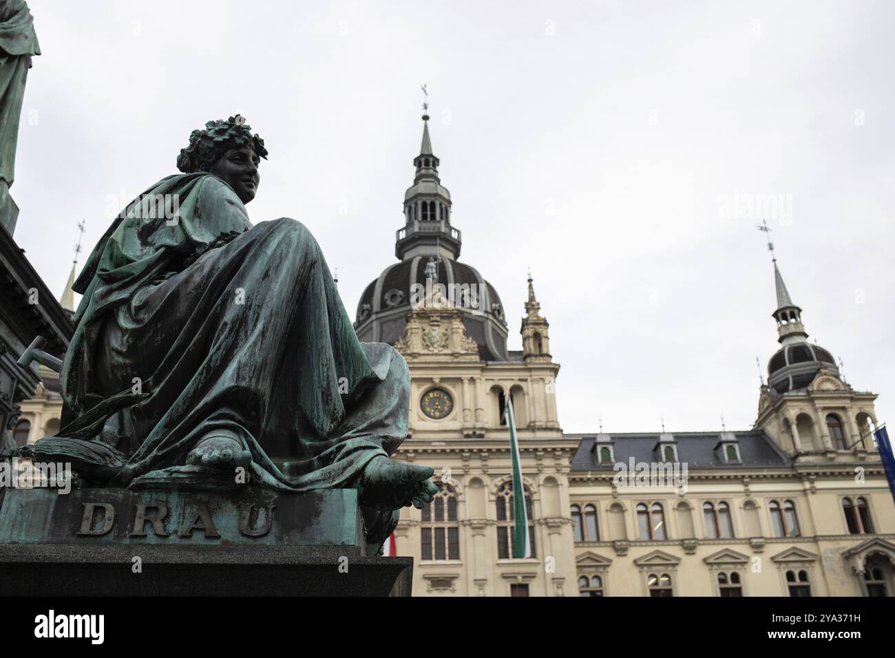 Personified river goddess, female figure representing the river Drau ...