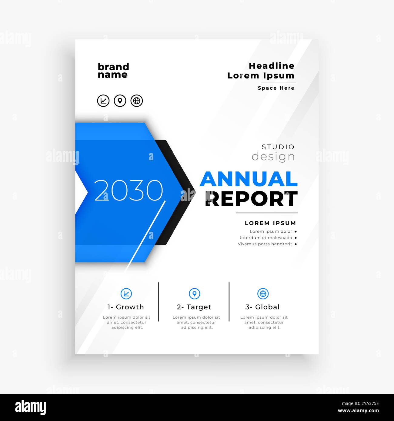 business yearly data cover page flyer a printable document vector Stock ...