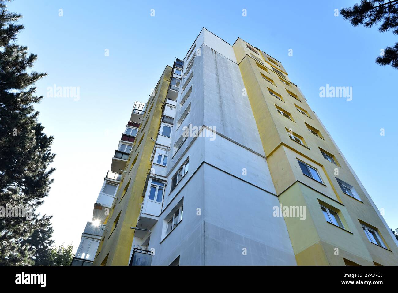 Perspective view of flat of blocks from Communist period, worn out ...