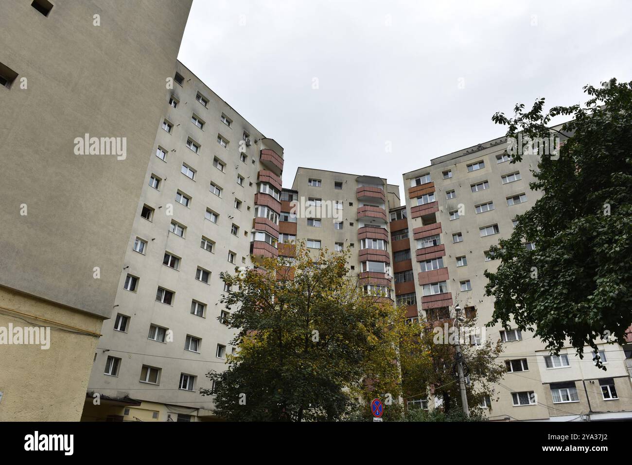 Perspective view of flat of blocks from Communist period, worn out ...