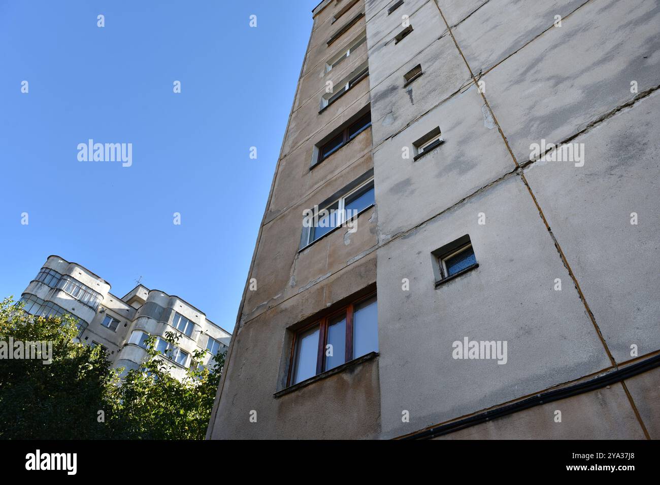 Perspective view of flat of blocks from Communist period, worn out ...