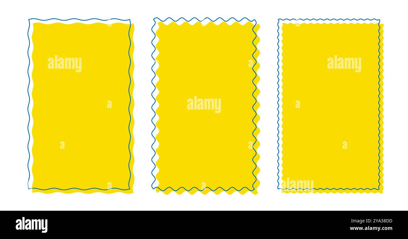 pack of yellow squiggly border vertical banner with text space Stock ...