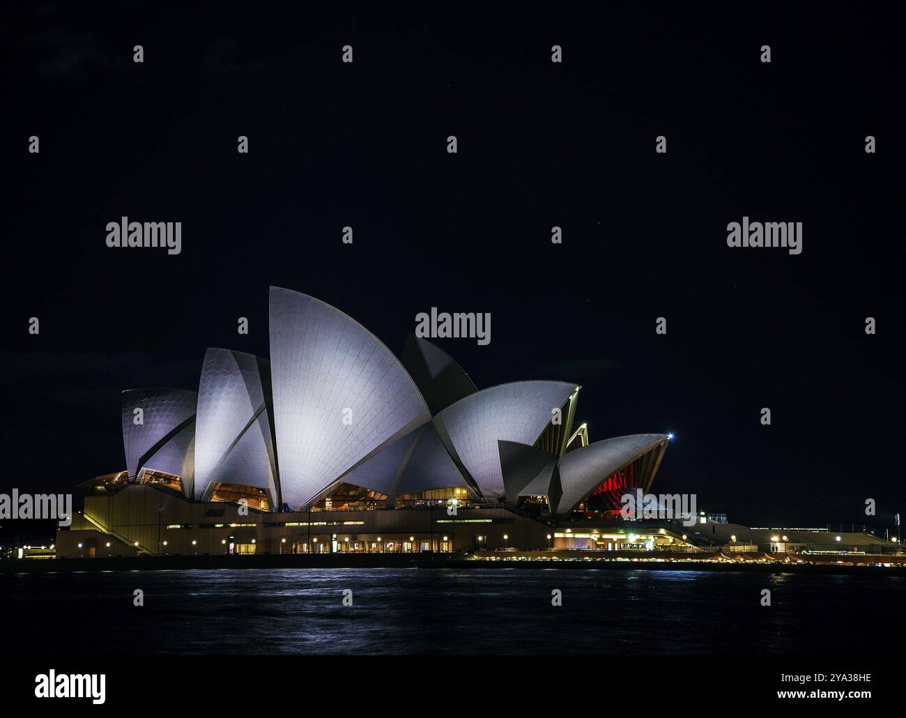 Sydney city harbour with opera house landmark skyline at night in ...