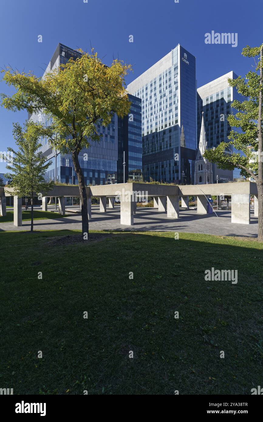 Architecture, square with modern clinic buildings, Montreal, Province ...