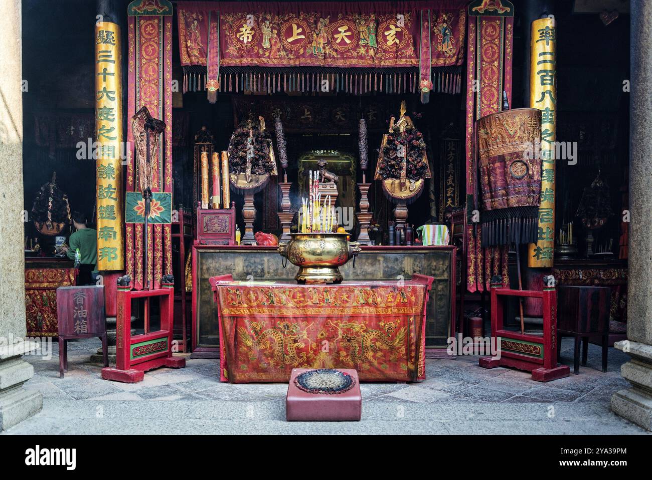 Shrine altar detail inside famous chinese a-ma temple in macau china ...