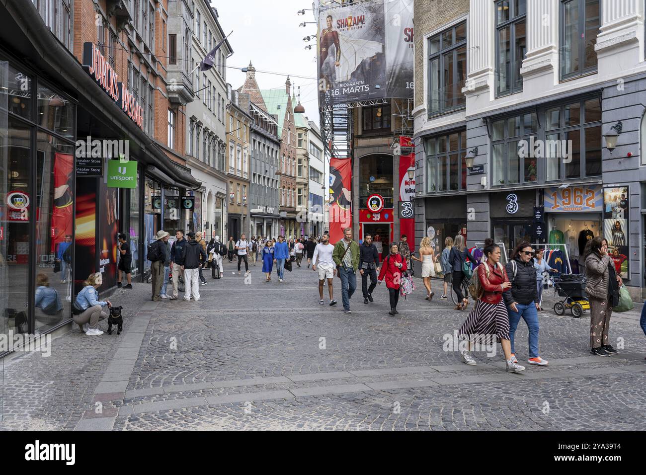 Copenhagen, Denmark, May 31, 2023: People on main pedestrian and ...