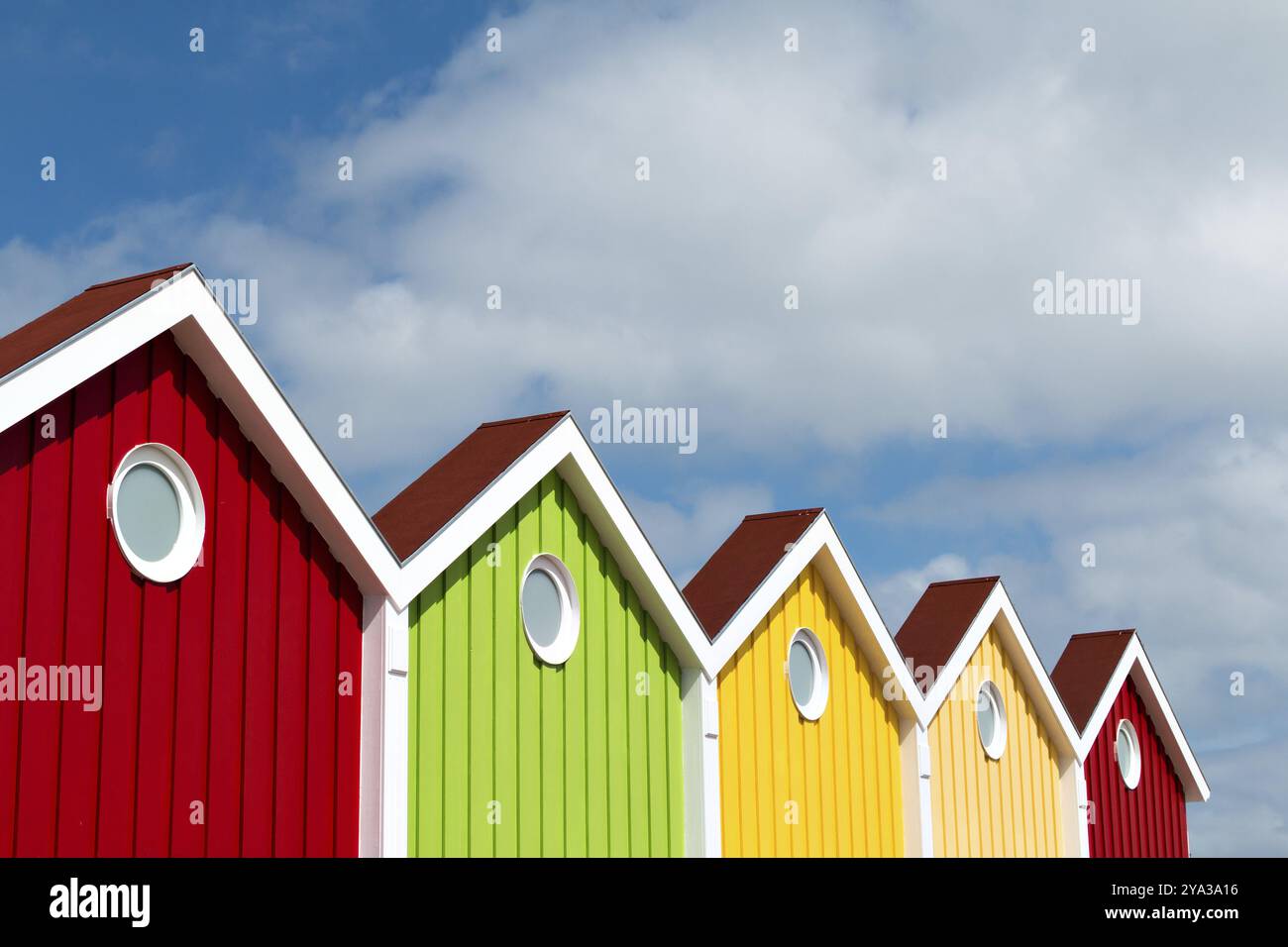 Brightly coloured house front on the North Sea island of Langeoog Stock ...