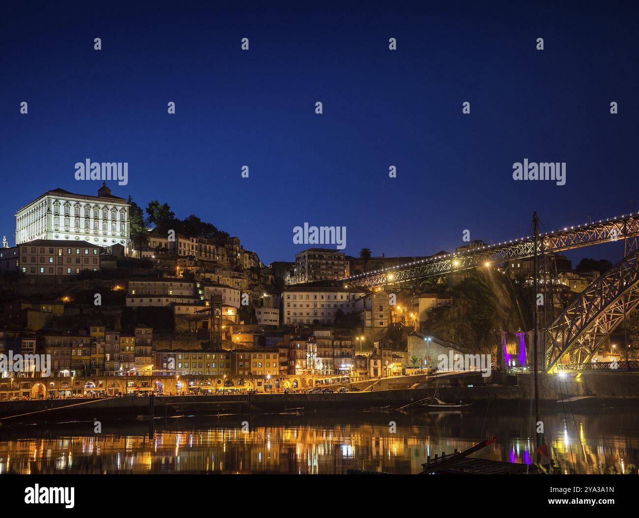 Porto ribeira riverside old town and landmark bridge view in portugal ...