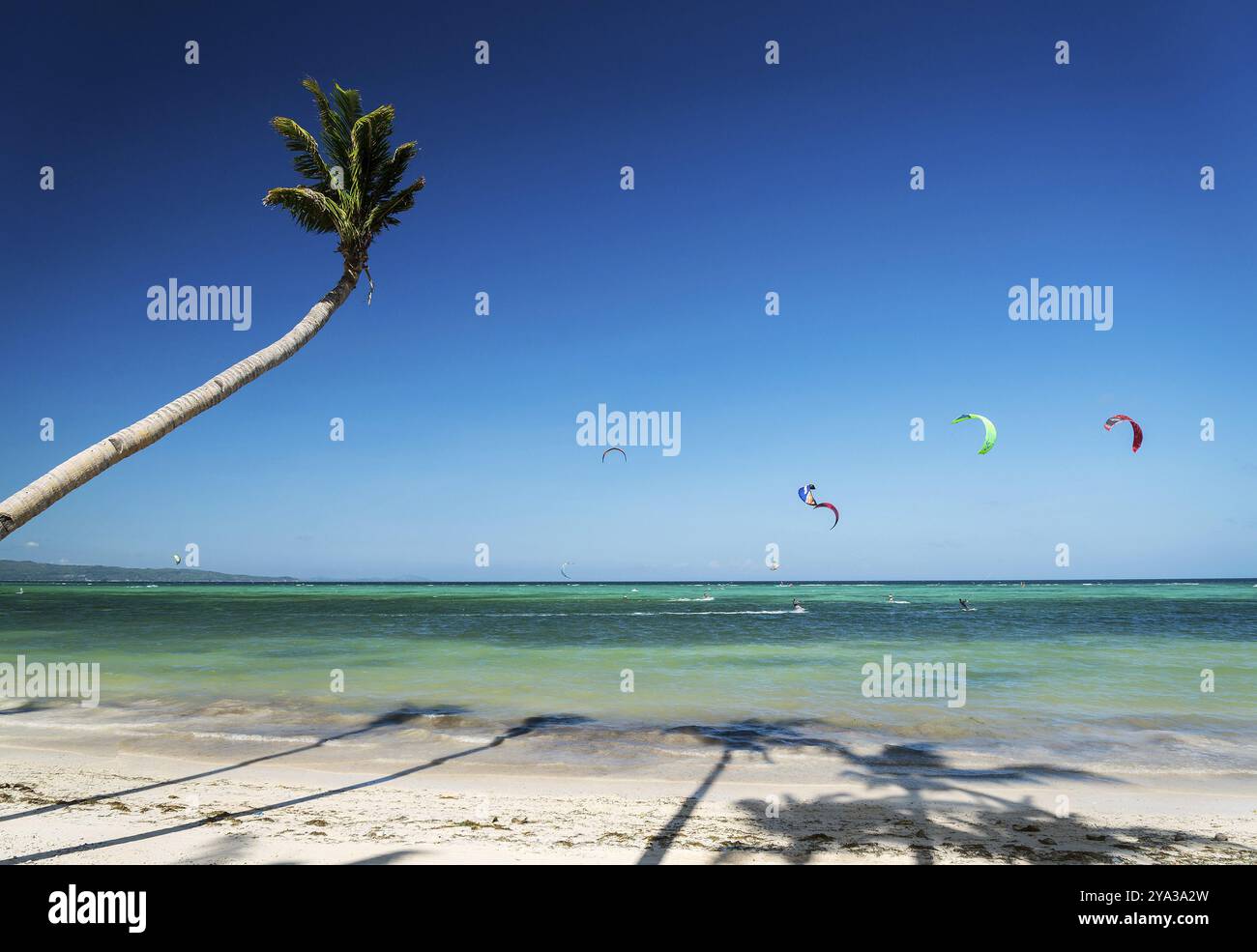 Famous bolabog kite surfing beach in exotic tropical paradise boracay ...