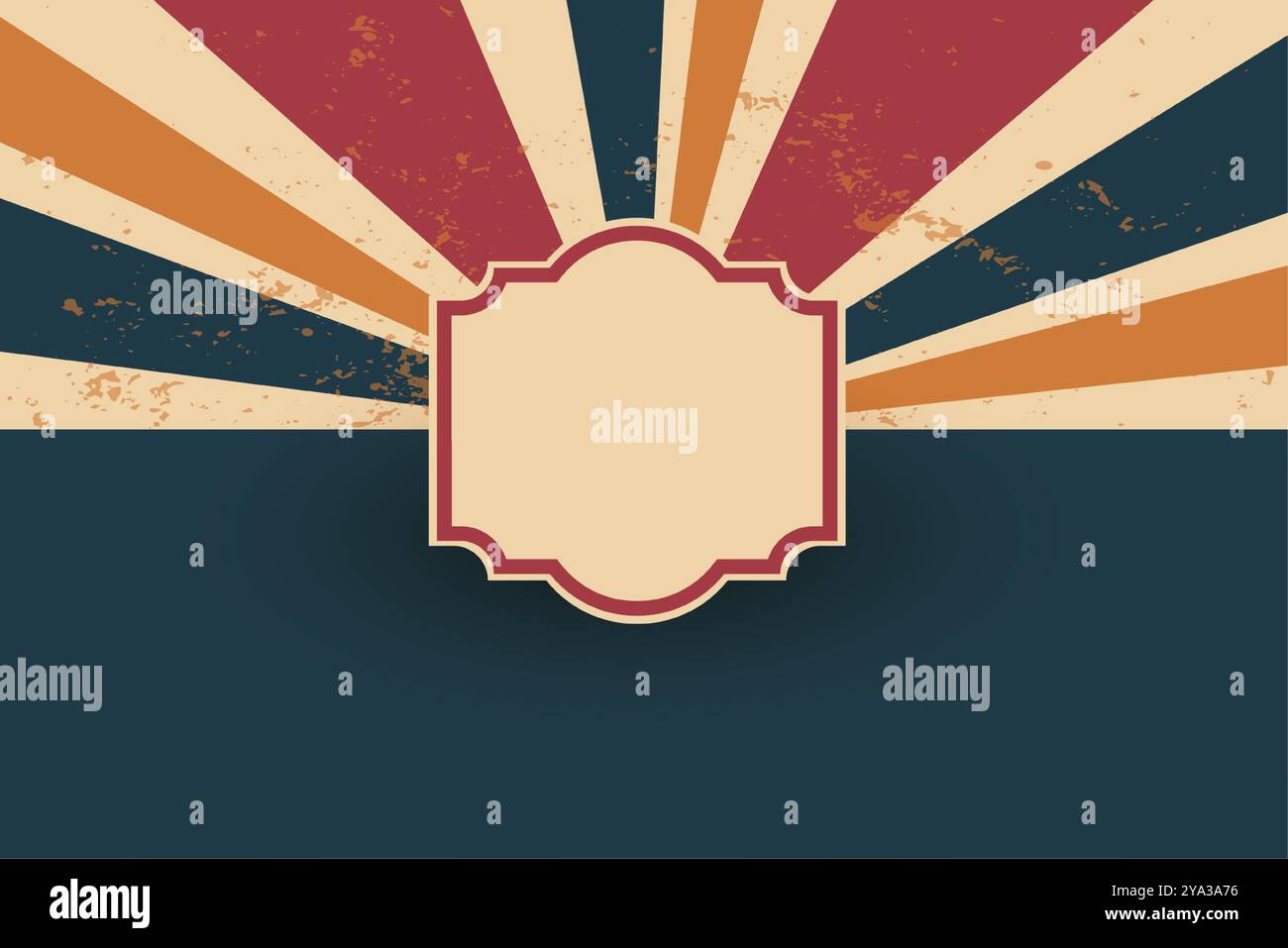 abstract retro radial line pattern background with empty frame vector ...