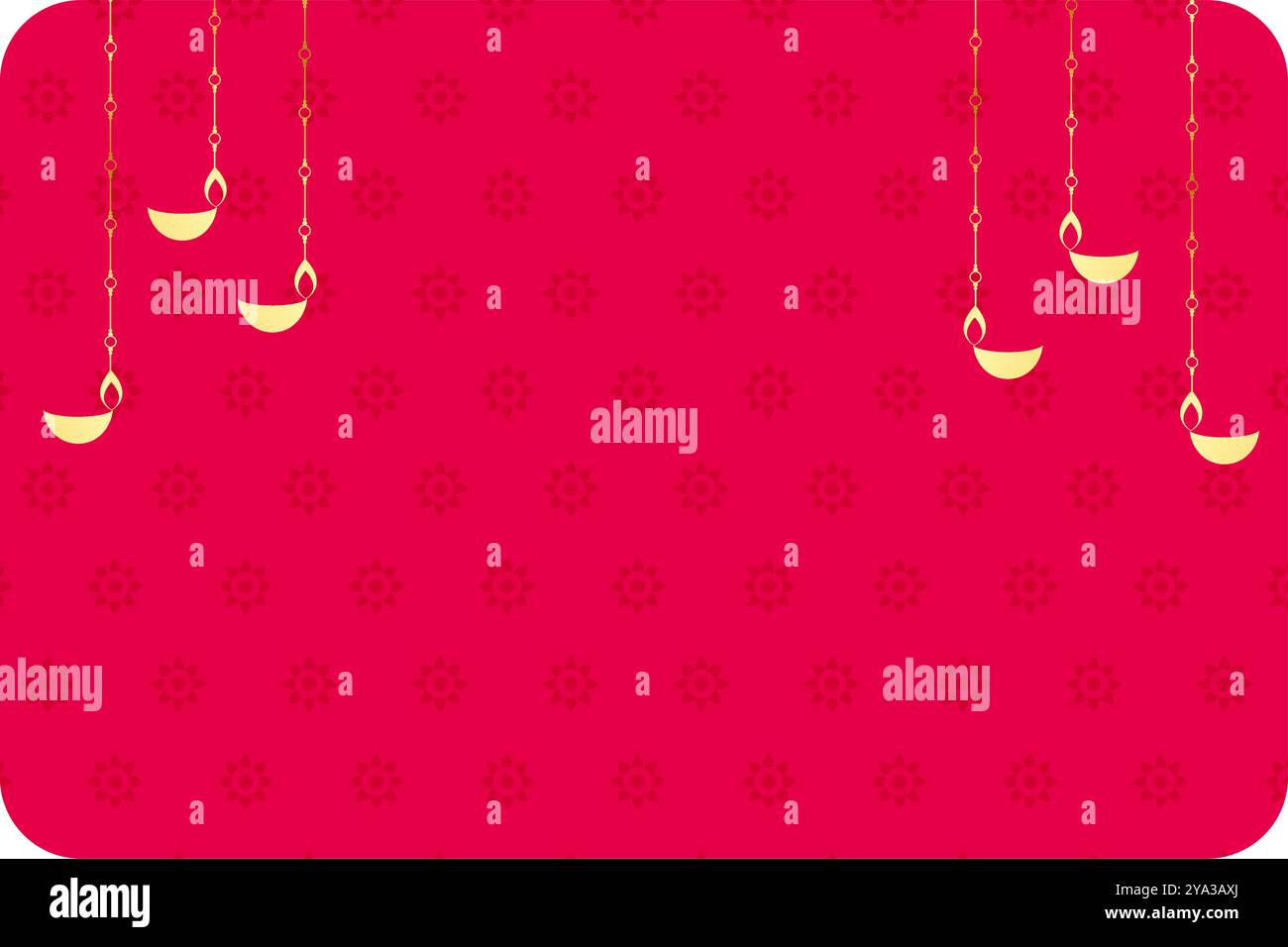 hanging diwali diya wishes pink background with empty space vector ...