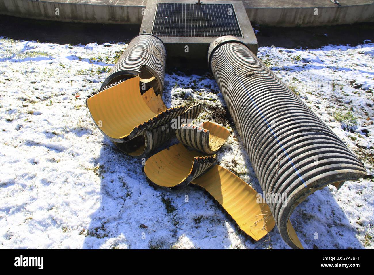 Waste from old pipework on a construction site Stock Photo - Alamy
