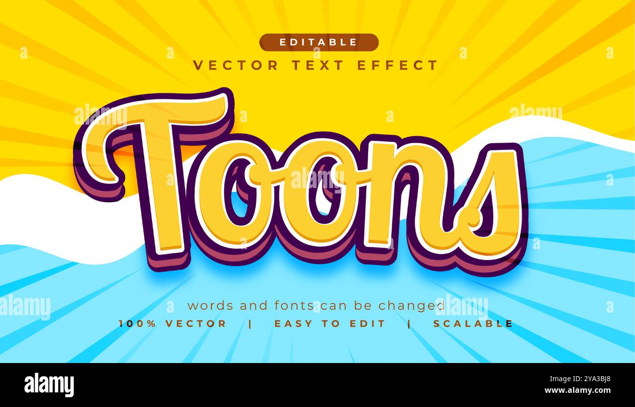 3d toon text effect lettering in comic style vector Stock Vector Image ...