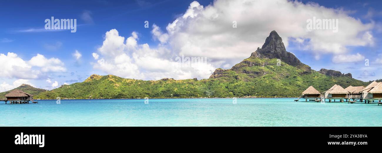 Bora Bora Island, French Polynesia. Web banner in panoramic view this ...