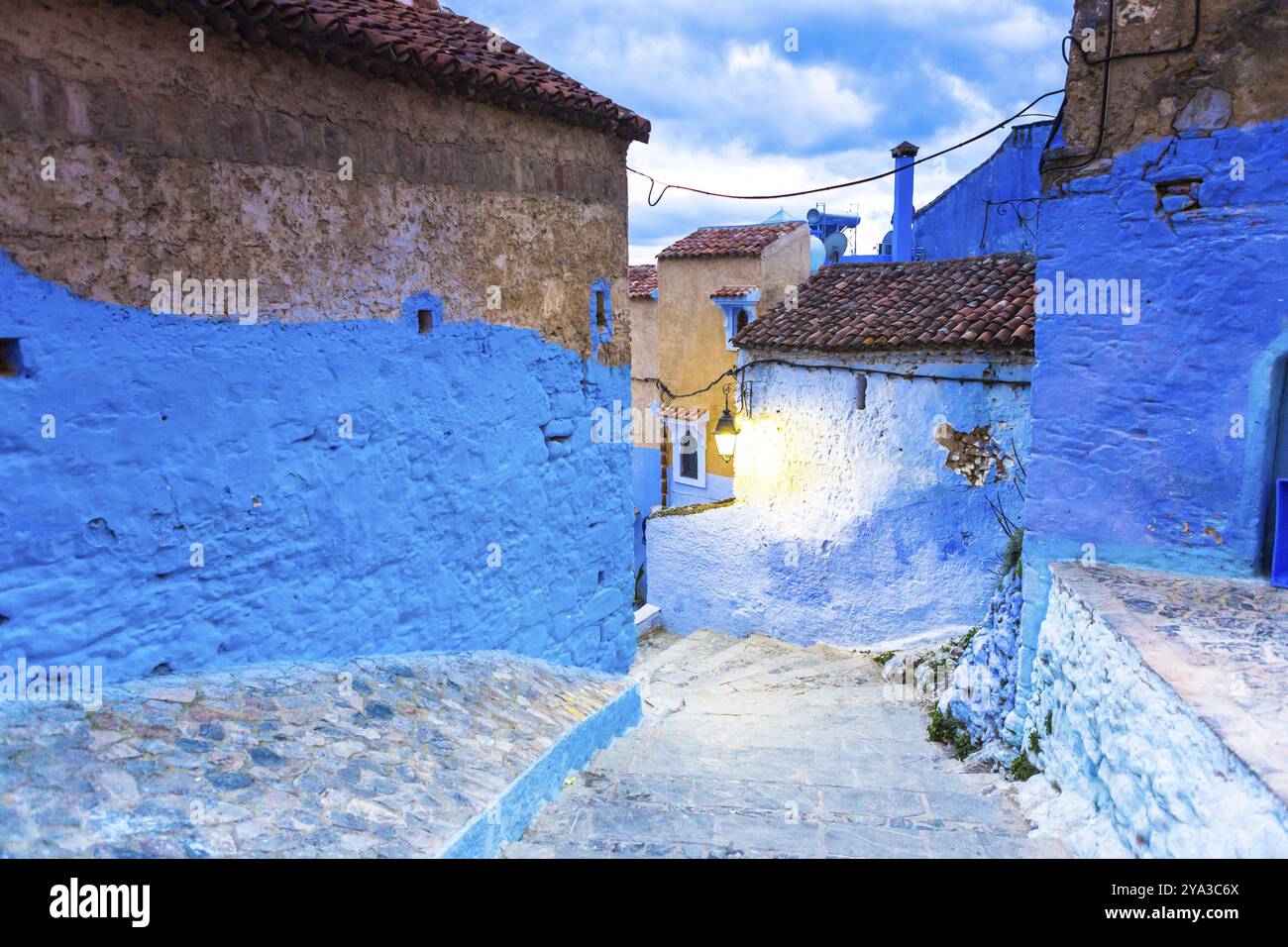 Chefchaouen blue town street in Morocco Stock Photo - Alamy