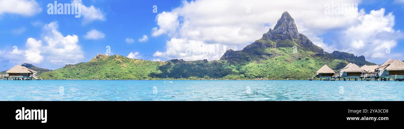 Bora Bora Island, French Polynesia. Web banner in panoramic view this ...