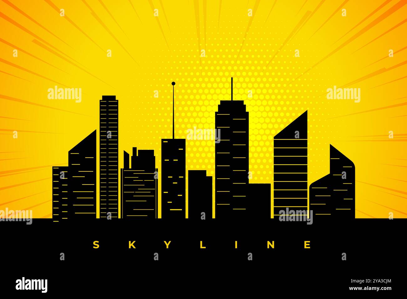 comic style dark skyline cityscape building silhouette vector Stock ...