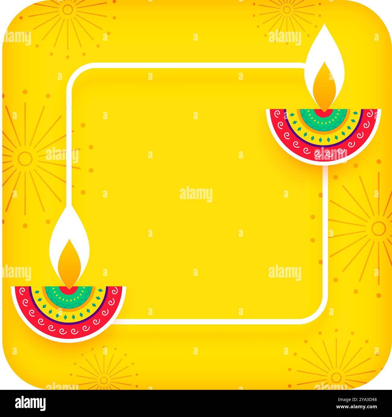 artistic shubh diwali diya yellow background with copyspace vector ...