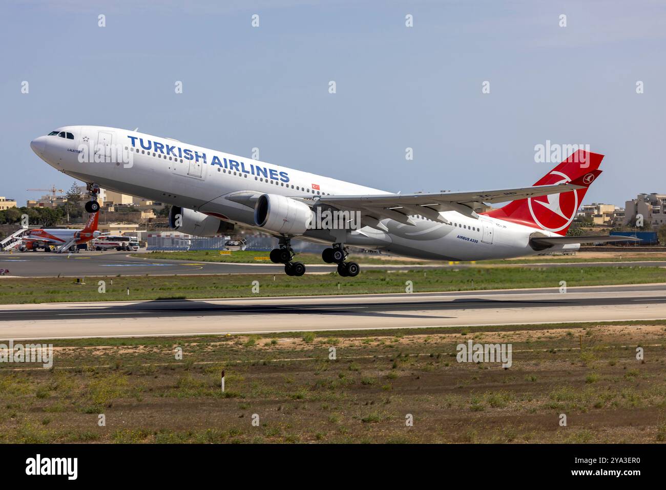 Turkish Airlines Airbus A330-223 (REG: TC-JIP) taking off runway 31 as flight TK1370 to Istanbul ...
